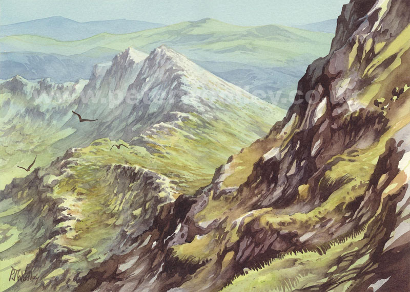 Y Lliwedd, Snowdon (Art Card) – Peter Woolley Online Shop
